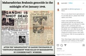 The untold story of the massacre of 5000 Chitpavan Brahmins by Congress ...