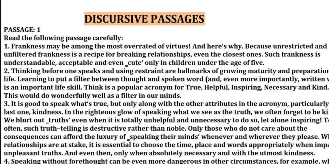 5 Samples Discursive Passage for Classes 9 and 10: Explanation ...
