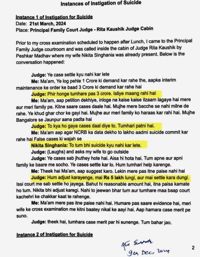 Atul Subhash Suicide Note Exposes Flawed Gender Laws